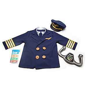 Melissa & Doug Pilot Role Costume Set (FFP) ,Blue