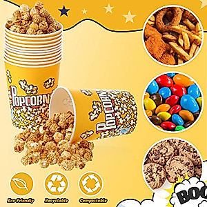 Colarr 31 Pack 32 oz Popcorn Buckets Reusable Popcorn Container Greaseproof Paper Popcorn Tub with Plastic Popcorn Scoop for Home, Theater Movie Night, Circus, Carnival Theme Party Decorations