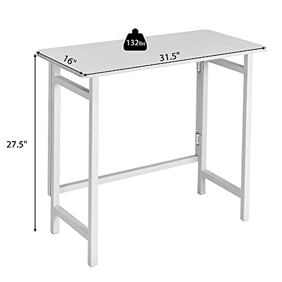 Tangkula White Folding Desk, Compact Computer Desk Modern Home Office Laptop PC Workstation Compact Study Writing Reading Table for Small Space (White)