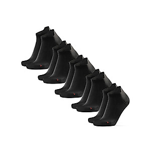 DANISH ENDURANCE 5 Pack Low-Cut Athletic Socks, Moisture Wicking, Men & Women, Black, Medium
