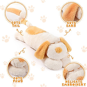 Queekay Dog Body Pillow Dog Stuffed Animals Plush Long Body Pillow for Dogs Large Sleeping Hugging Dog Pillow Christmas Birthday Gifts for Kids(23.6 Inch,Beige)