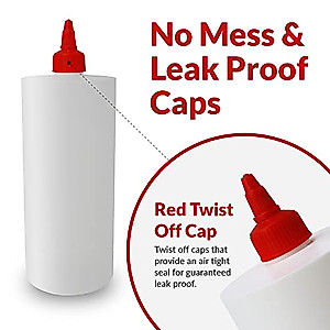 Reli. Plastic Squeeze Bottles, 24 oz. | 8 Pack | Condiment Squeeze Bottles for Sauces | Clear w/Red Twist Cap | 24 Ounce Hot Sauce, Ketchup Bottles | Squirt Bottles for Condiments, Olive Oil, Liquids