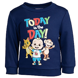 CoComelon Kiki Cat Mochi JJ Infant Baby Boys Fleece Sweatshirt and Jogger Pants Set Navy/Gray 18 Months