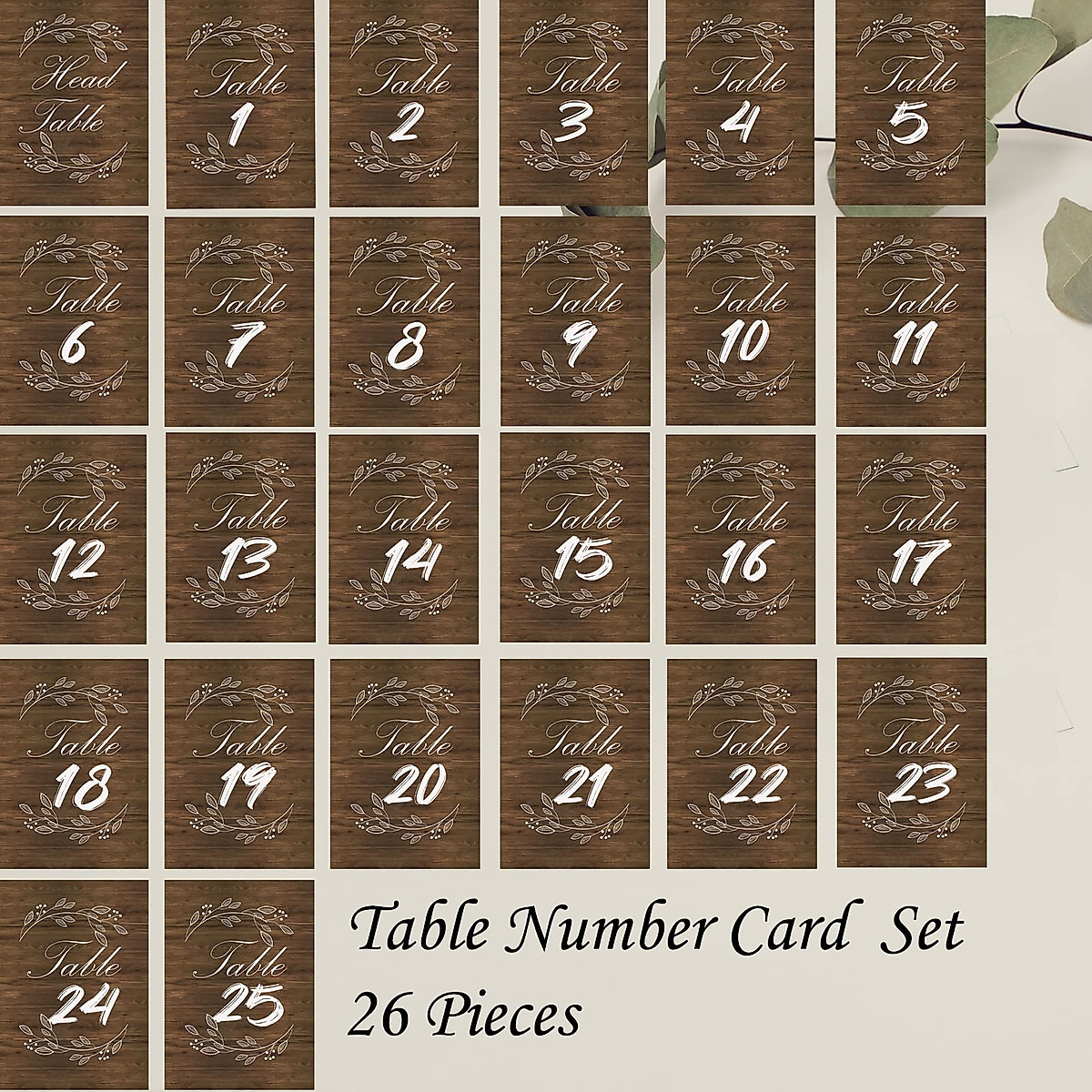 Wedding Table Numbers Rustic Table Numbers Table Number Cards 5" x 7" Double Sided 1-25 with Head Table Cards Table Signs for Wedding, Reception, Centerpiece, Party