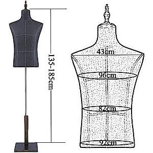 Mannequin Tailors Dummy Torso Dress Form Torso Dressmakers Male Tailors Dummy Torso Display for Dressmakers with Wood Tripod Base
