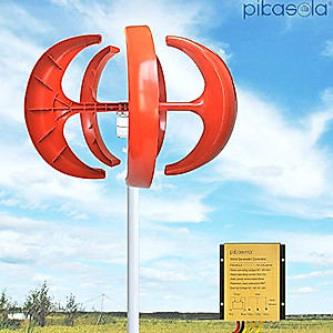 Pikasola Wind Turbine 200W max 220W 12V 5 Blade Wind Vertical Axis Generator 3 Phase AC Permanent Magnet Generator Wind Turbine Kit with Controller for Hybrid Wind Solar System