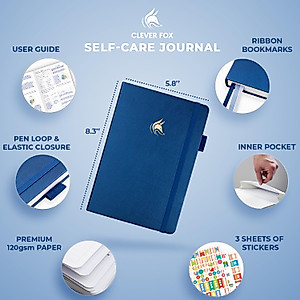 Clever Fox Self-Care Journal – Daily Reflection Notebook – Mental Health & Personal Development Planner, Meditation & Mood Log, A5 (Mystic Blue)