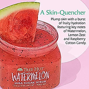 Giftician Tree Hut Watermelon Sugar Scrub, 2 pack - 18 oz jars, for hydrated, youthful-looking skin pink