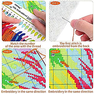 Amiiba Stamped Cross Stitch Kits, Resurrection Cross Jesus DIY 11CT 13.3x16.5 inch (Cross)