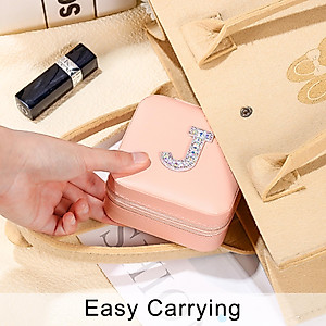 Parima Travel Jewelry Case Travel Jewelry Small Jewelry Box, Vacation Essentials for Women Travel Accessories for Women, Personalized Christmas Birthday Gifts for Women Her Mom Grandma Aunt Initial A