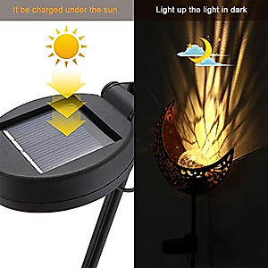 Solar Lights Garden, Outdoor Crackle Glass Globe Stake Lights, Garden Decor Solar Moon Lantern Decor Waterproof for Walkway Backyard Patio Lawn