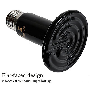 Zacro Reptile Heat Lamp 100W with One Digital Thermometer, Infrared Ceramic Heating Non-light Lamps Emitter 110V (Black)