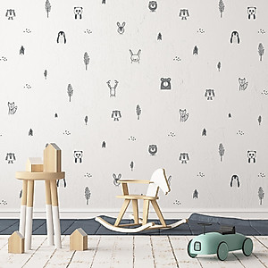 Baby RyRo London Stylish Animal Wall Decals - Charming Jungle Nursery Decor, Nordic Style Safari Wall Decals for Baby Room Decor, Black & White Jungle Wall Decals, Peel and Stick.