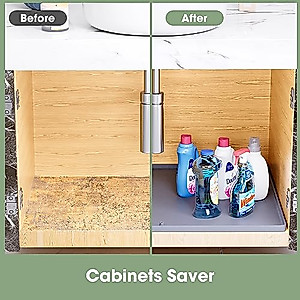 Puricon Under Sink Mat, 28” x 22” Under Sink Mats for Kitchen Waterproof, Silicone Under Sink Liner Under Cabinet Rubber Mat Protector, Flexible Under Sink Drip Tray for 30” Bathroom Cabinet -Gray