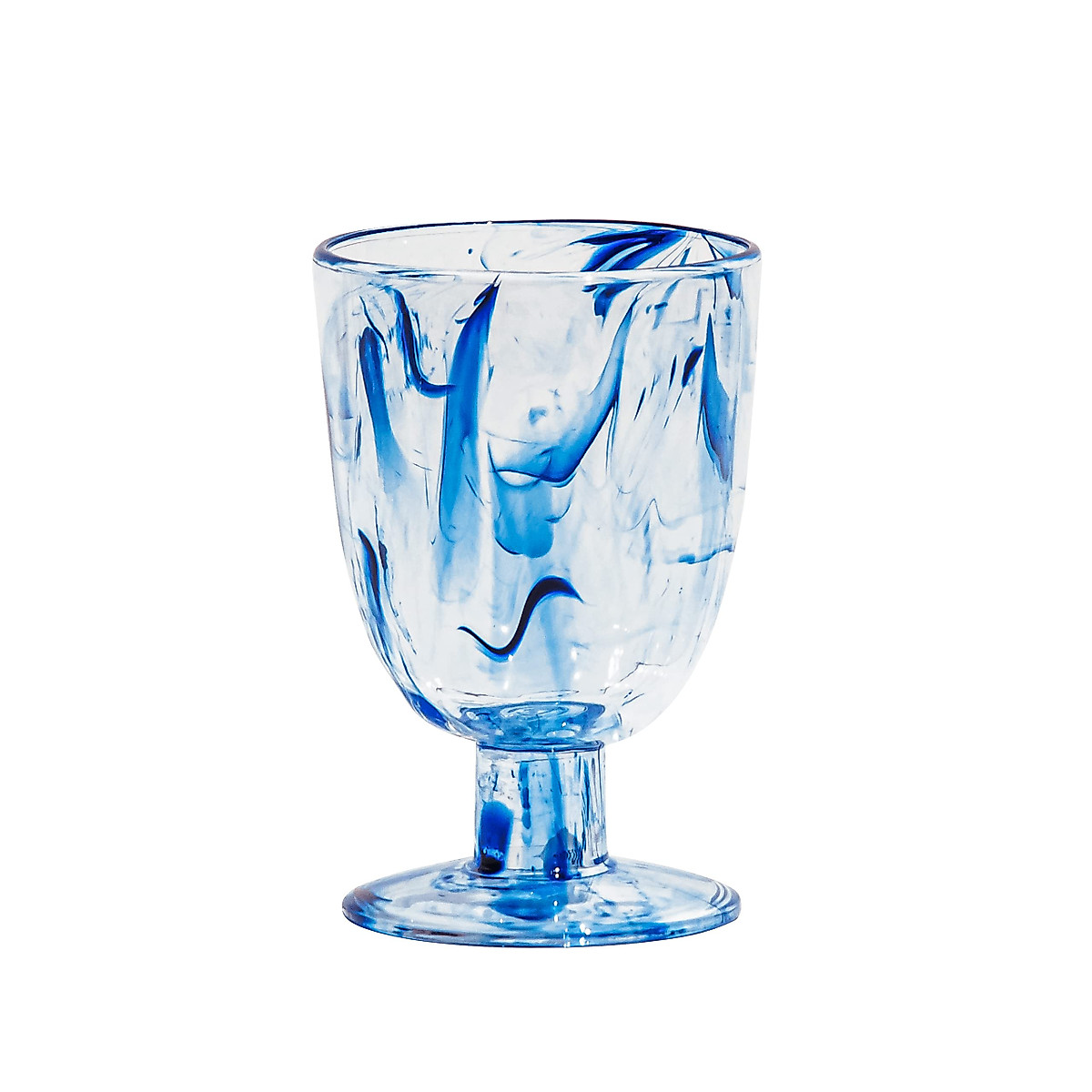 TarHong Aegean Swirl Premium Acrylic Drinkware Goblet/Wine Glass, 14 Ounce, Blue Swirl, Set of 6