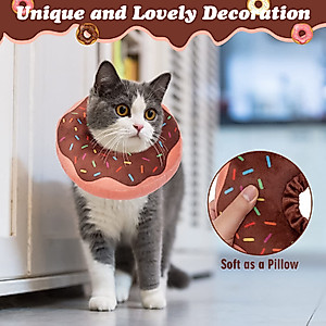 Cat Recovery Collar Cute Donut Cat Cone Collar Soft for Kitten and Cats After Surgery, Soft Adjustable Protective Pet E Collar Neck Cone Fit for Boy Girl Kitties Puppies Small Dogs, M