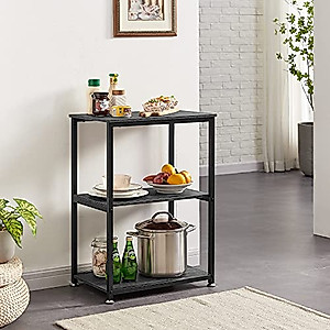 VECELO Tall End Side Table, 30" Height Nightstand with 3-Tier Storage Shelf for Living Room Bedroom Office Hallway Study, 1-Pack, Carbon Grey