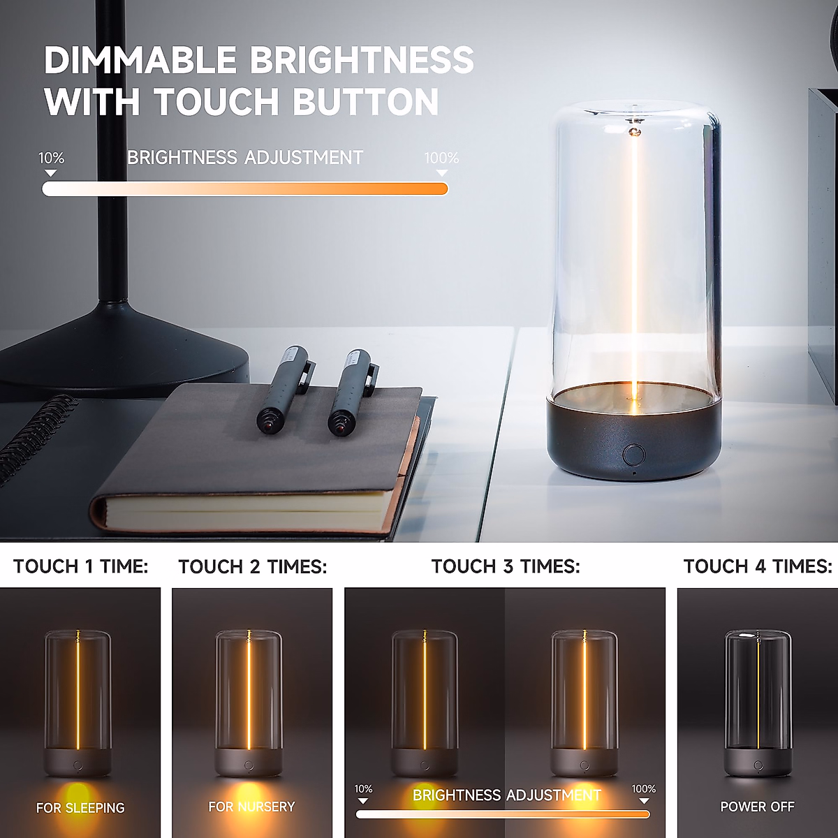 AUGE LIGHT Mini Minimalist Table Lamp Cordless LED Desk Lamp Rechargeable Modern Night Lights Portable Nightstand Lamps Unique Ambient Light Mood Lighting for Bedroom, Beside, Nursery