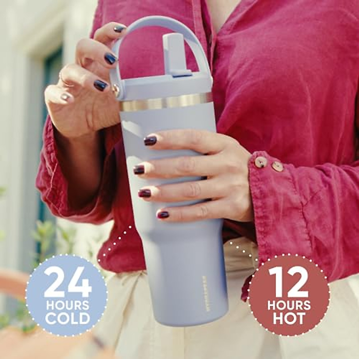 Hydrapeak Nomad 32 oz Tumbler with Handle and Straw Lid, Leakproof, Double Insulated, 32oz Cup, Stainless Steel | Agave Blue