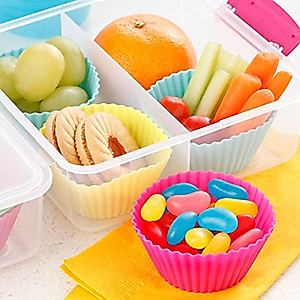 Silicone Cupcake Liners Baking Cups Non-Stick Jumbo Reusable Muffin Molds Bento Bundle Lunch Box Dividers (30-Pack)