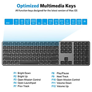 OMOTON Bluetooth Keyboard Compatible with Mac, with Numeric Keypad, Rechargeable Wireless Keyboard Compatible with MacBook Pro/Air, iMac, Mac Mini/Pro Laptop and PC