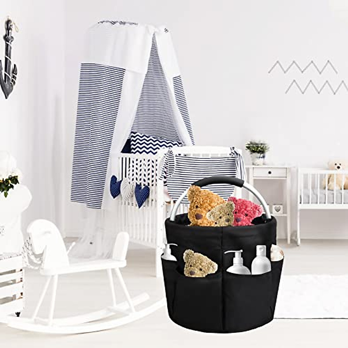 Black Shower Caddy Portable with 8 Pockets,Large Capacity Travel Shower Caddy Bag for Bathroom College Dorm Room Beach