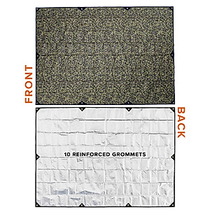 Arcturus XL Survival Tarp - Insulated Reflective Thermal Camping Tarp - 8.5' x 12' (Woodland Camo)