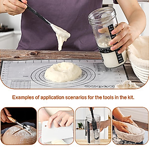 Sourdough Starter Kit Sourdough Bread Baking Supplies with Banneton Bread Proofing Basket，Gifts for Bakers(with 1 Jar)