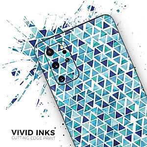 DesignSkinz Blue Watercolor Triangle Pattern Protective Vinyl Decal Wrap Skin Cover Compatible with The Samsung Galaxy S20 (Screen Trim & Back Glass Skin)