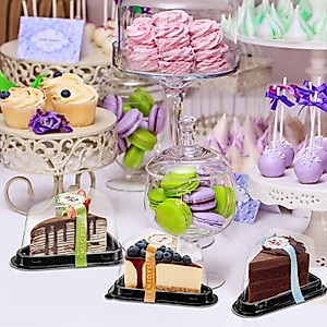 ZENFUN 100 Pack Cake Slice Containers with Stickers, Plastic Clear Cake Slice Boxes Individual Cheesecake Pie Containers for Cake, Tiramisu, Mousse, Dessert, Triangle