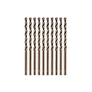amoolo 1/8" inch Cobalt Drill Bits(10Pcs), M35 HSS Metal Jobber Length Twist Drill Bit Set for Hard Metal, Stainless Steel