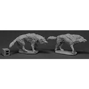 REAPER Miniatures Dread Wolves (2) 77533 Bones Unpainted RPG D&D Figure