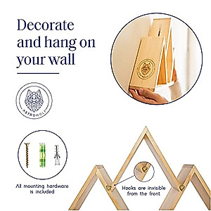 Astrowolf Mountain Floating Shelf, Wooden Mountain Wall Decor for Home, Woodland Nursery, Wood Triangle Shelf for Crystals, Cabin & Bedroom Art Shelves - Great Gifts