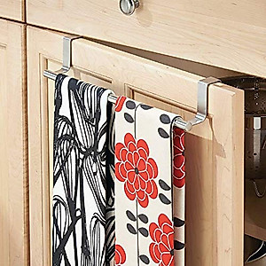 Booluee Stainless Steel Over The Cabinet Door Towel Bar Towel Holder Rack for Kitchen Bathroom Cabinet Cupboard Doors (Small)