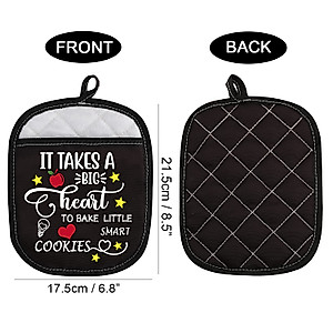 Oven Pads Pot Holder with Pocket for Teacher It Takes A Big Heart to Bake Little Smart Cookies (Bake Little Smart Cookies)