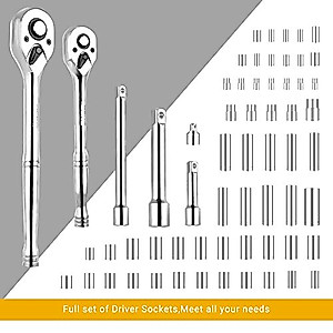 DEKOPRO 192 Piece Mechanics Tool Set Socket Wrench Set, Plastic Storage Case with Auto Repair Hand Tool Kit Wrench Tool Box Set