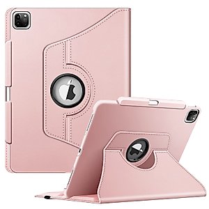 Fintie Rotating Case for iPad Pro 12.9-inch 6th Generation 2022-360 Degree Swiveling Protective Cover with Pencil Holder, Auto Sleep/Wake, Also Fit iPad Pro 12.9" 5th/4th/3rd Gen, Rose Gold