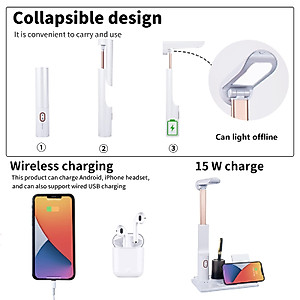 FSJITF LED Desk Lamps USB Charging Port,Table Lamps for Home Office,for iPhone/Android Study Reading Table Lights for Dormitory(Adapter not Included) (White)