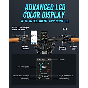 eAhora P5 Plus Electric Bike for Adults, 28MPH 750W(MAX 1000W) 48V 20Ah Long Range Removable Battery Ebike, 7 Speed Electric Mountain Bike, 24 * 4.0'' Fat Tire Electric Bike, Full Suspension