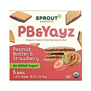 Sprout Organics PB & Yayz Sandwich Bars Peanut Butter & Strawberry, Organic Gluten Free Toddler Snack