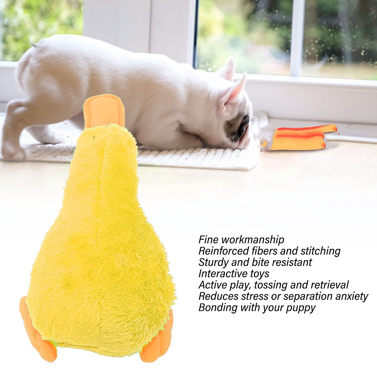 Duck Dog Squeaky Toy, Interactive Teeth Cleaning Plush Dogs Chew Toy Dog Companion for Dogs Puppies Pets (Yellow)