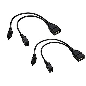 2 Pack OTG Cable Replacement for Fire Stick 4K, Compatible Samsung Galaxy, Amazon Fire TV, Compatible with LG HTC Android Phone Tablet Micro USB Host with Micro USB Power