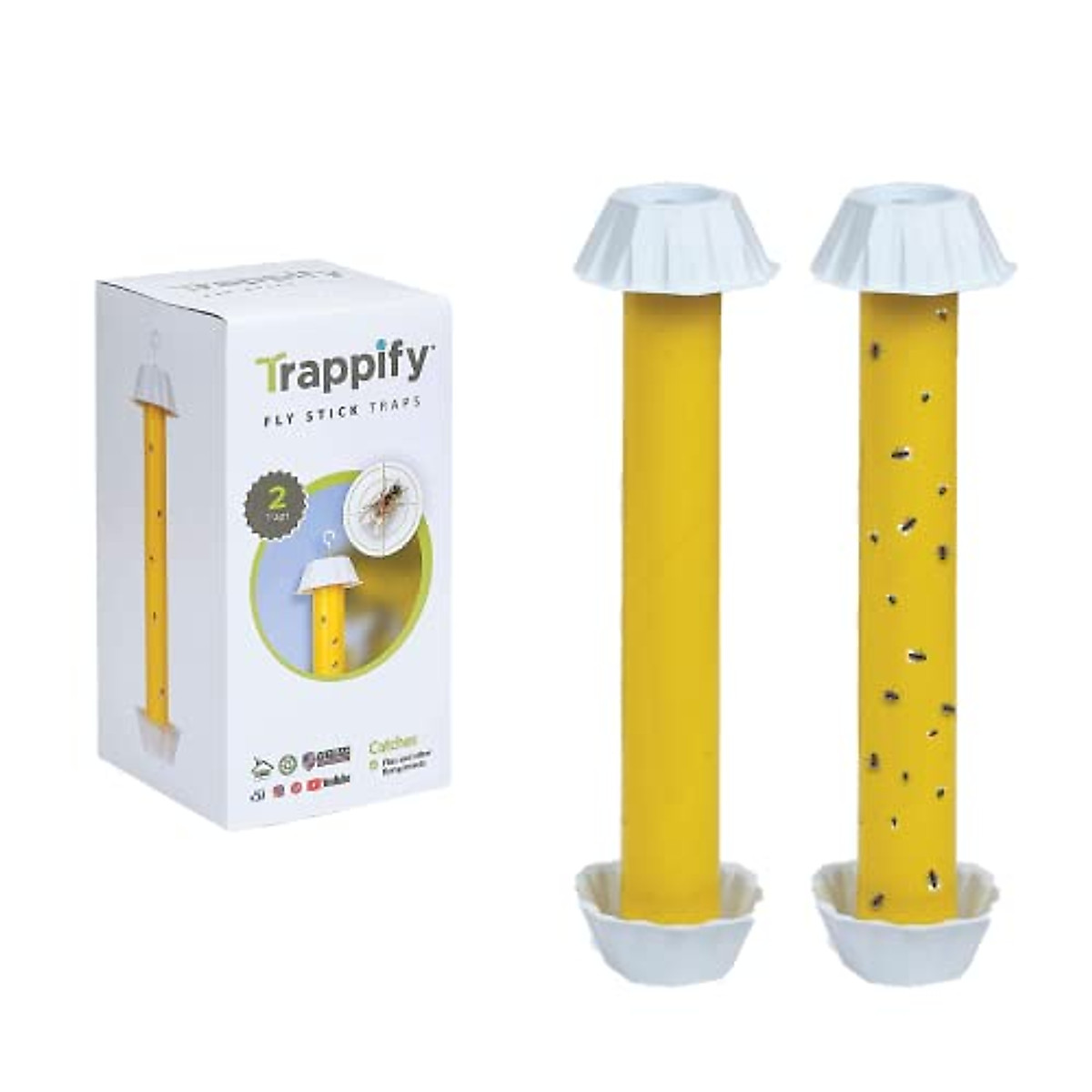Trappify Hanging Fly Traps Outdoor: Fruit Fly Traps for Indoors | Fly Catcher, Gnat, Mosquito, & Flying Insect Catchers for Inside Home - Disposable Sticky Fly Trap for Indoor House Pest Control (2)