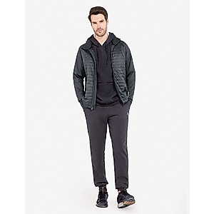 baleaf Men's Running Jacket Lightweight Thumble Hole Warm Up Puffer Jacket Hybrid Thermal Coat Insulated Hiking Golf Dark Grey XL