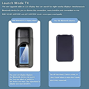 XMSJSIY Bluetooth 5.0 Transmitter Receiver 2 in 1 USB Portable Wireless Bluetooth Audio Adapter with LCD Display for Car TV PC -Need to Choose Mode and Adjust Volume-Read Manual