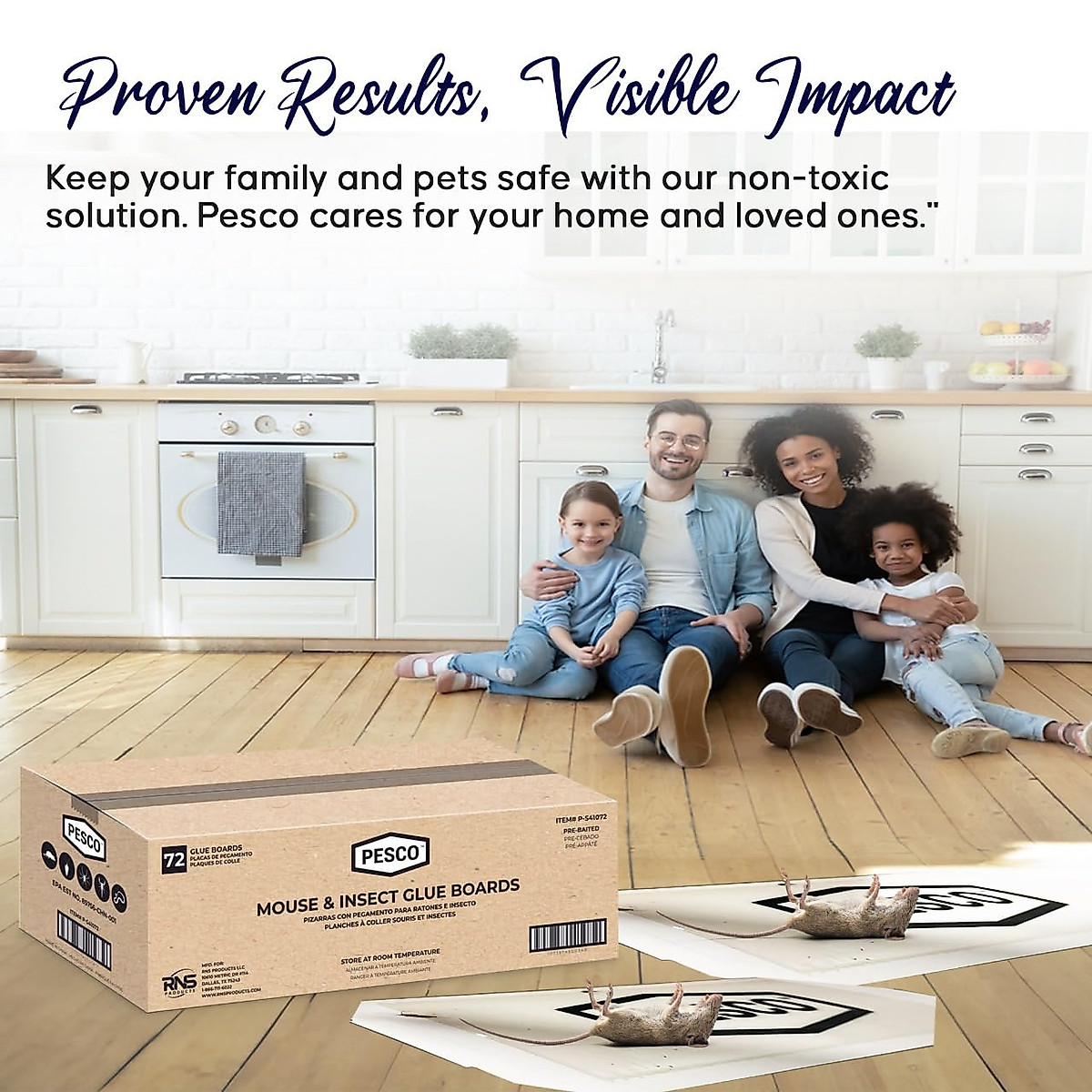 PESCO™ Glue Traps for Mice - Sticky Traps for Mice Rats & Insects - Adhesive Pet Safe Pest Control- (Unscented) Pack of 72