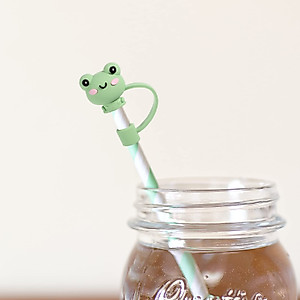 GLEAVI 8pcs Animals Straw Tips Cover Reusable Cute Frog Straw Toppers Straw Cover Plugs for Drinking Straws Party Straw Caps Decoration