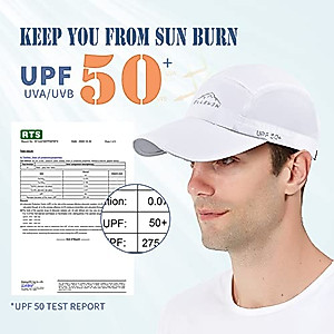 ELLEWIN Unisex Baseball Cap UPF 50 Unstructured Hat with Foldable Long Large Bill, A-white-ellewin Logo, M-L-XL