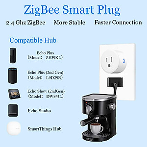 CMARS Smart Plug, ZigBee Switch Mini Smart Outlet Works with ST, Alexa, Echo (4th gen) Echo Plus (2nd) Google Home, Works as a Range Extender, Hub Required （2 Pack）