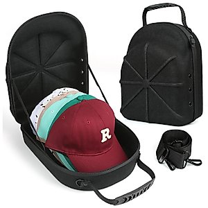 GERMUN Hard baseball hat case, Hat Carrier Travel Case with Adjustable Shoulder Strap, Hat cap case for 6 Baseball Caps - Perfect for Traveling (Black)